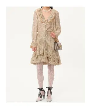 Valentino Garavani Polka Dot Printed Ruffled Blouse - Birch/black