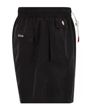 Kiton Short Drawstring Swim Shorts - Black