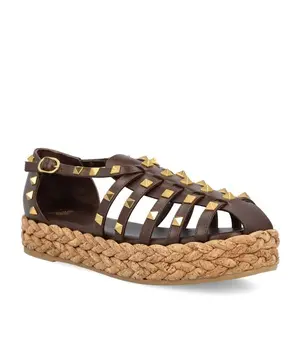 Valentino Garavani Rockstud Buckle Detailed Flat Sandals