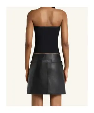 COURREGES Knit Bustier Top With Buckle Detail - Black