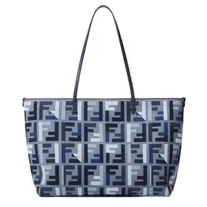 Fendi Roll Ff Embossed Large Tote Bag - Blue