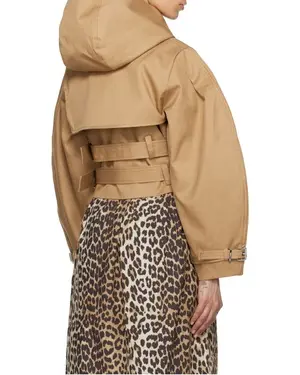 GANNI Double-breasted Trench Jacket With Buckle Detail - Brown