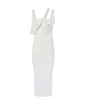Attico Ribbed Asymmetric Midi Dress