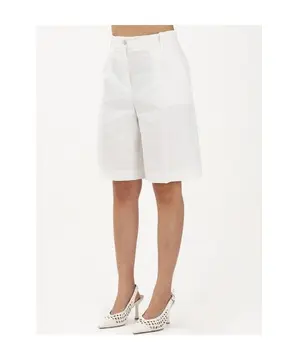 Pinko Tailored Bermuda Shorts With Pleated Front And Buttoned Back Pockets - White