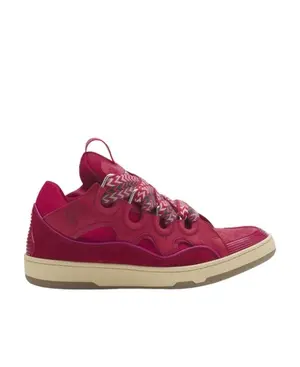 LANVIN Curb Chunky Leather Sneakers - Red