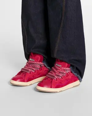LANVIN Curb Chunky Leather Sneakers - Red