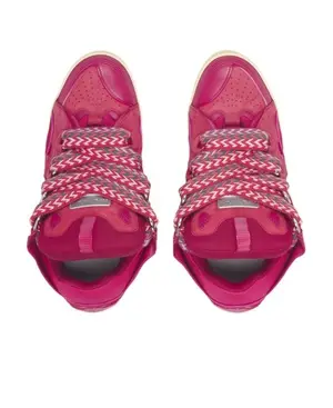 LANVIN Curb Chunky Leather Sneakers - Red