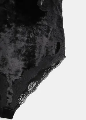 Gucci Halter Neck Lace And Velvet Bodysuit