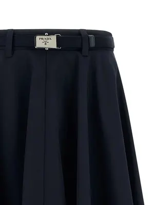 Prada Belted Midi Skirt