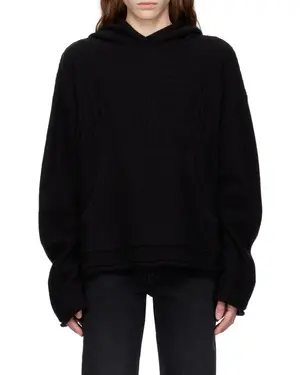 MAISON MARGIELA Textured Logo Hoodie - Black