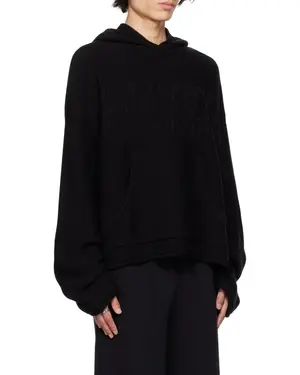 MAISON MARGIELA Textured Logo Hoodie - Black