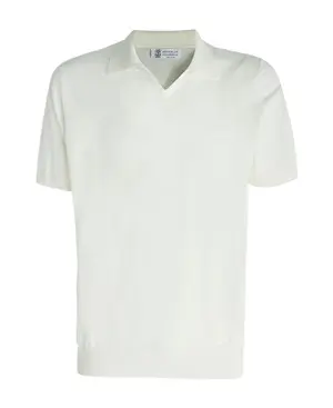 Brunello Cucinelli Short-sleeved Fine-knitted Polo Shirt - White