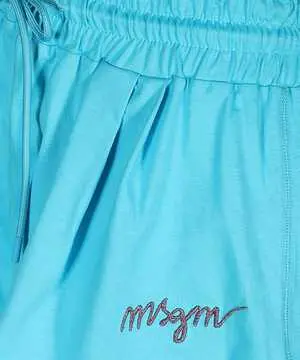 MSGM Logo Embroidered Drawstring Shorts - Blue