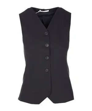 Max Mara V-neck Button-up Gilet - Black