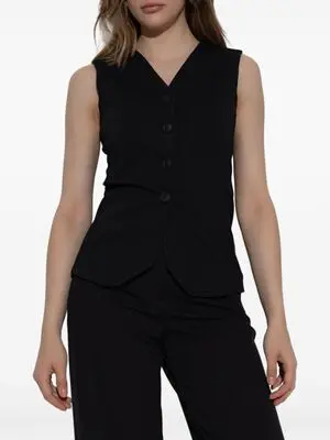 Max Mara V-neck Button-up Gilet - Black