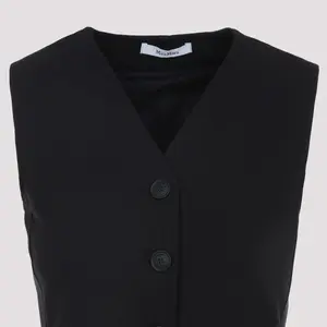 Max Mara V-neck Button-up Gilet - Black