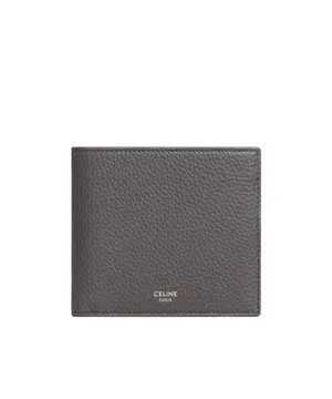 Celine Bi-fold Wallet In Grained Calfskin - Black