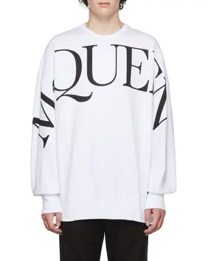 Alexander McQueen Logo Print Oversized Sweatshirt - White