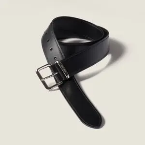 Miu Miu Engraved Logo Buckle Leather Belt