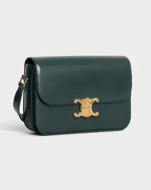 Celine Classique Triomphe Bag In Shiny Calfskin - Amazon Green
