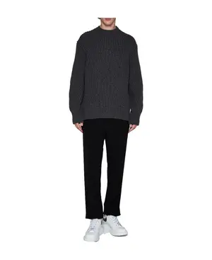 Alexander McQueen Oversized Crewneck Woolen Jumper - Black