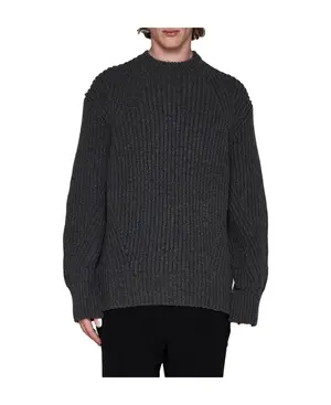 Alexander McQueen Oversized Crewneck Woolen Jumper - Black