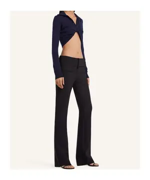 COURREGES Wool Cropped Polo Jumper With Embroidered Logo - Black