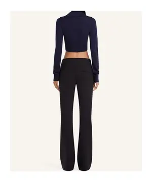 COURREGES Wool Cropped Polo Jumper With Embroidered Logo - Black