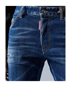 Dsquared2 Logo Plaque Distressed Skinny Jeans - Blue