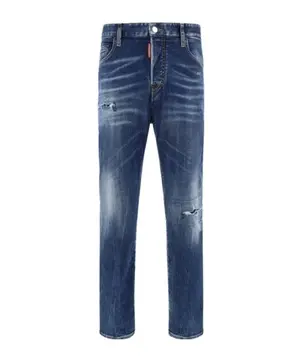 Dsquared2 Logo Plaque Distressed Skinny Jeans - Blue