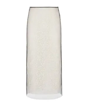 Fendi Lace Detailed Layered Midi Skirt - White