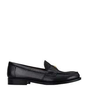 Tory Burch Double T Logo Plaque Round-toe Loafers - Black