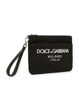 Dolce & Gabbana Logo Print Zipped Clutch Bag