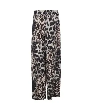PIERRE-LOUIS MASCIA Animal Print Wide Leg Trousers - Black