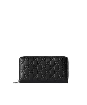 Gucci Gg Emblem Zip Around Wallet - Black