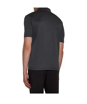 Herno Short-sleeved Knitted Polo Shirt - Black