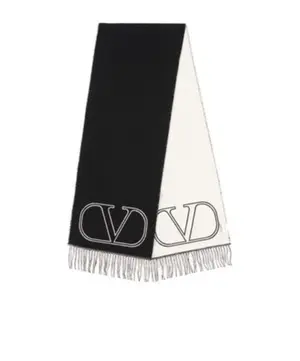 Valentino Garavani Fringed Edge Scarf - Black/white