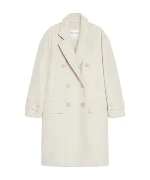 Max Mara Nogara Double Breasted Coat - White