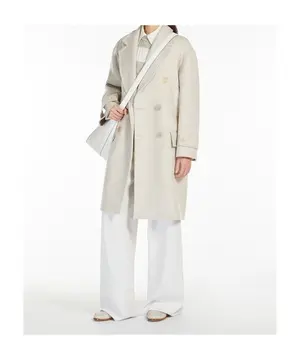 Max Mara Nogara Double Breasted Coat - White