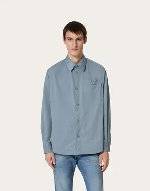 Valentino Garavani Logo Plaque Buttoned Shirt Jacket