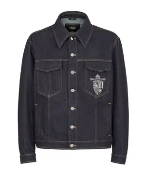 Fendi Crest Embroidered Denim Jacket
