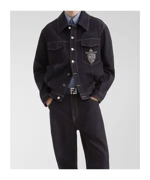 Fendi Crest Embroidered Denim Jacket