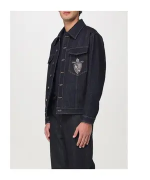 Fendi Crest Embroidered Denim Jacket - Blue