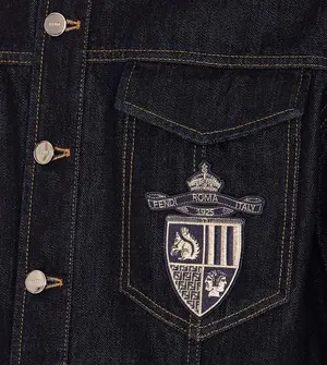 Fendi Crest Embroidered Denim Jacket - Blue