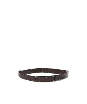 ORTIGNI Micro-studs No Buckle Belt - Brown