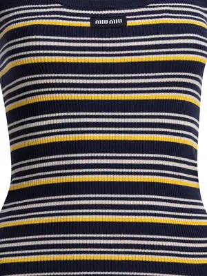 Miu Miu Striped Ribbed Vest