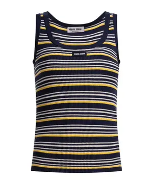 Miu Miu Striped Ribbed Vest - Blue