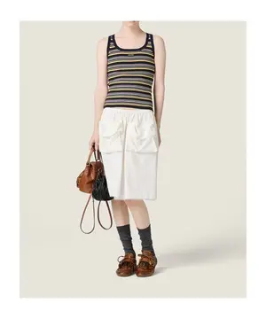 Miu Miu Striped Ribbed Vest - Blue