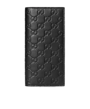 Gucci Gg Emblem Long Wallet - Black
