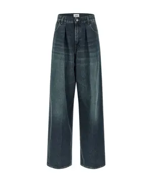 HAIKURE Candy Pleat Detailed Wide-leg Jeans - Green